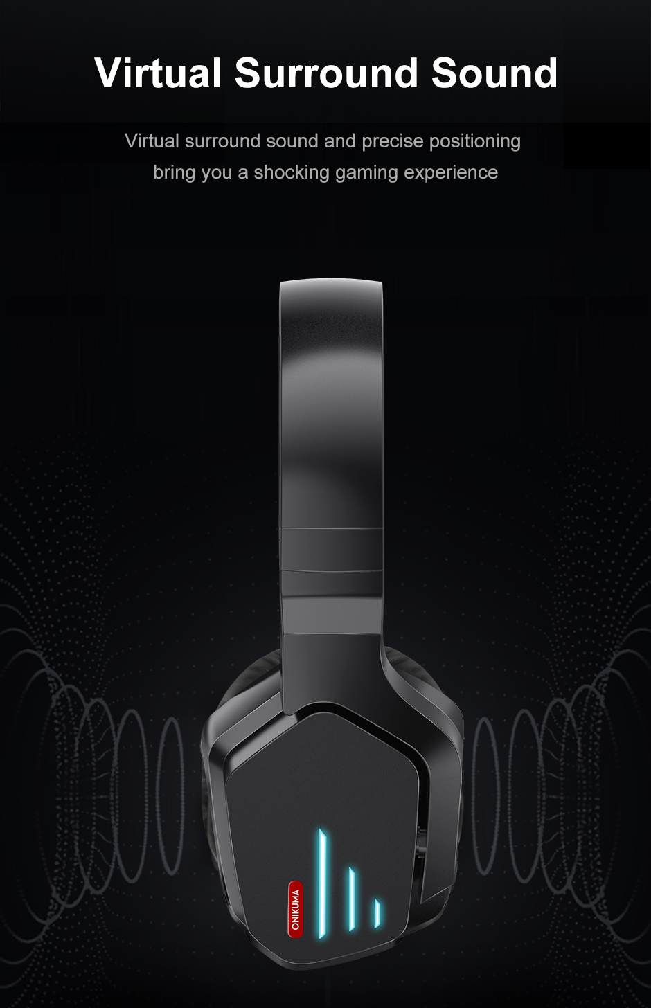 ONIKUMA B60 Gaming Headset Wireless Gaming Earphones RGB 40mm Speaker ...