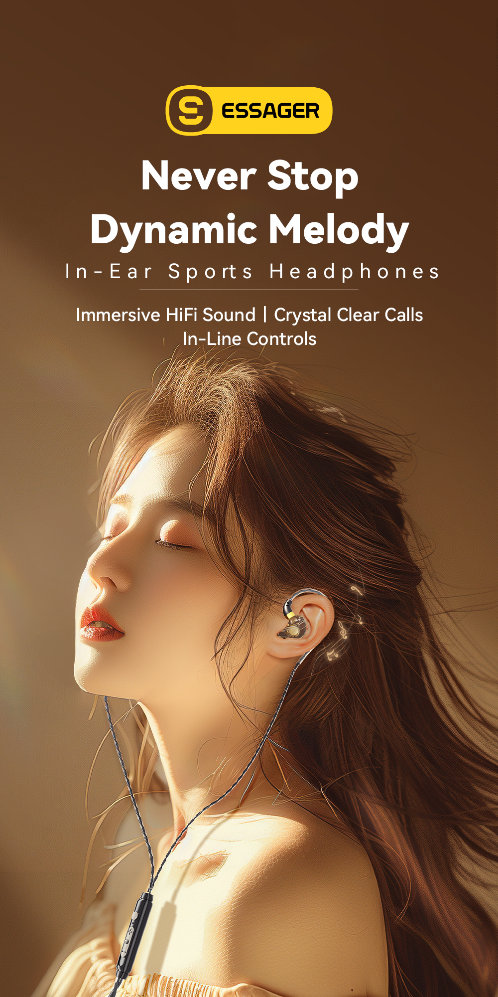 Essager Wired Earphone 3.5mm Type C Digital Chip In Ear Headphone Wire ...