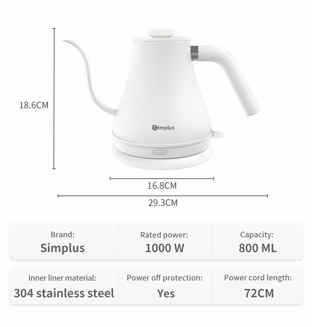 Simplus Gooseneck Electric Kettle Pour-Over Coffee & Tea Pot Stainless ...