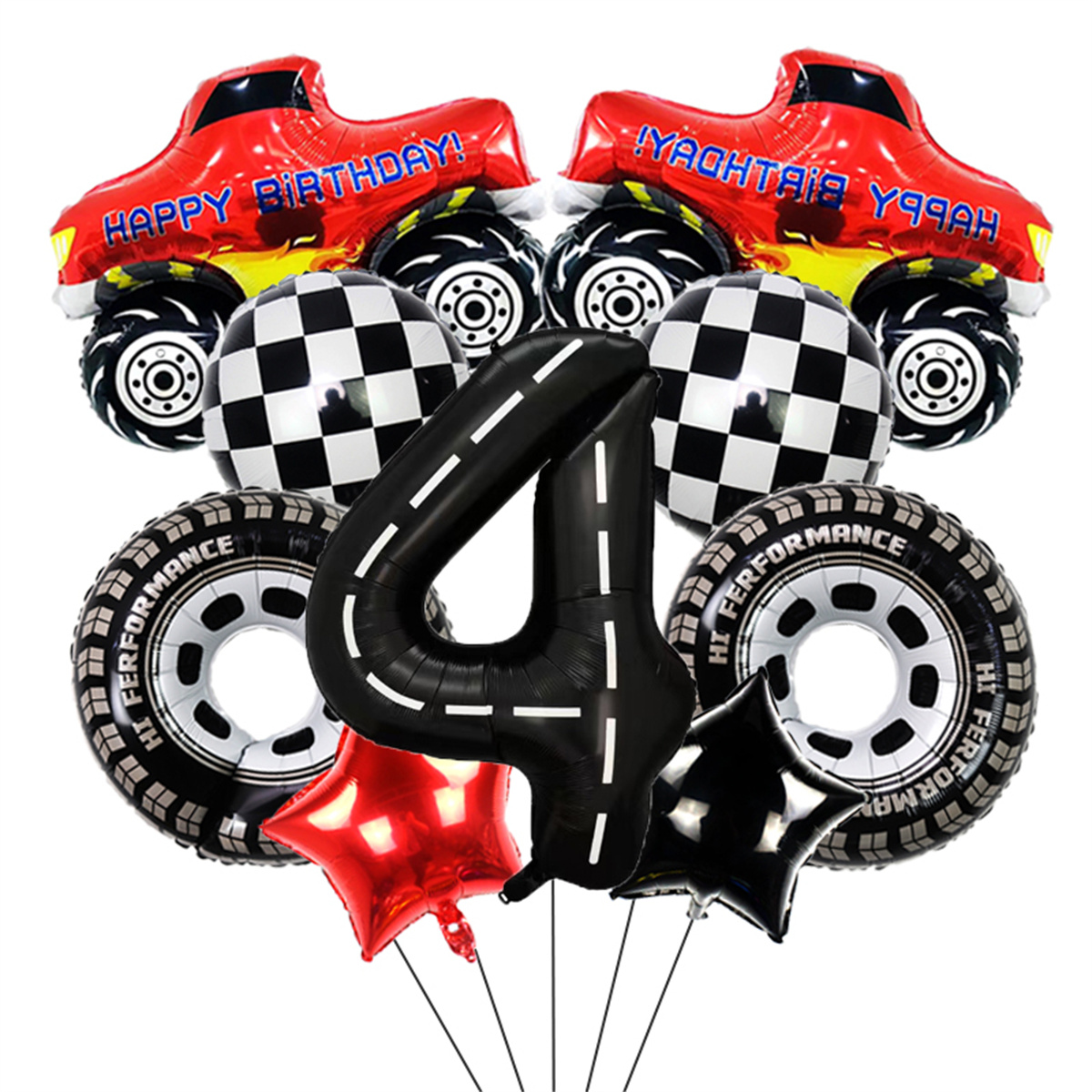 9Pcs Racing Car Balloon 40 Inch Number Balloons Set F1 Tyre Arch ...