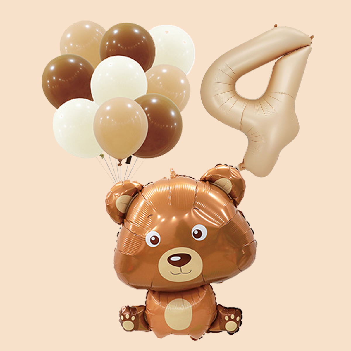 11pcs Brown Bear Balloon Set 32inch Caramel Number Balloon Mixed Color ...