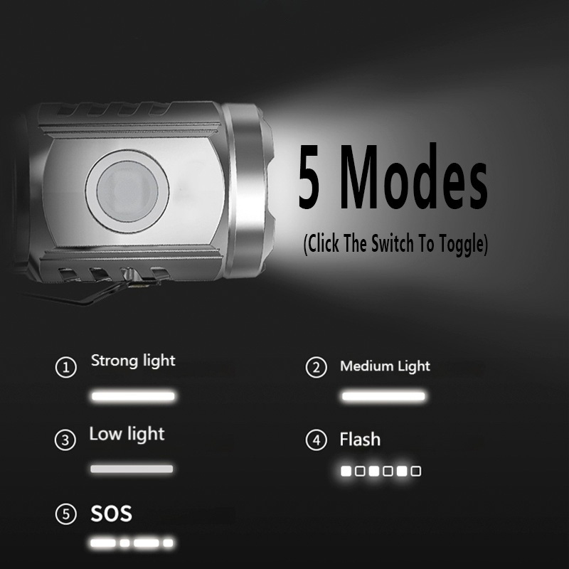 HOT USB Rechargeable MINI LED Flashlight multifunction Waterproof 5 mode Adjustable Brightness ...