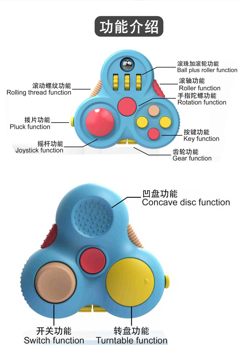 Fidget Pad Toy - 1 Piece Hand Spinner with 11 Functions, Stress ...