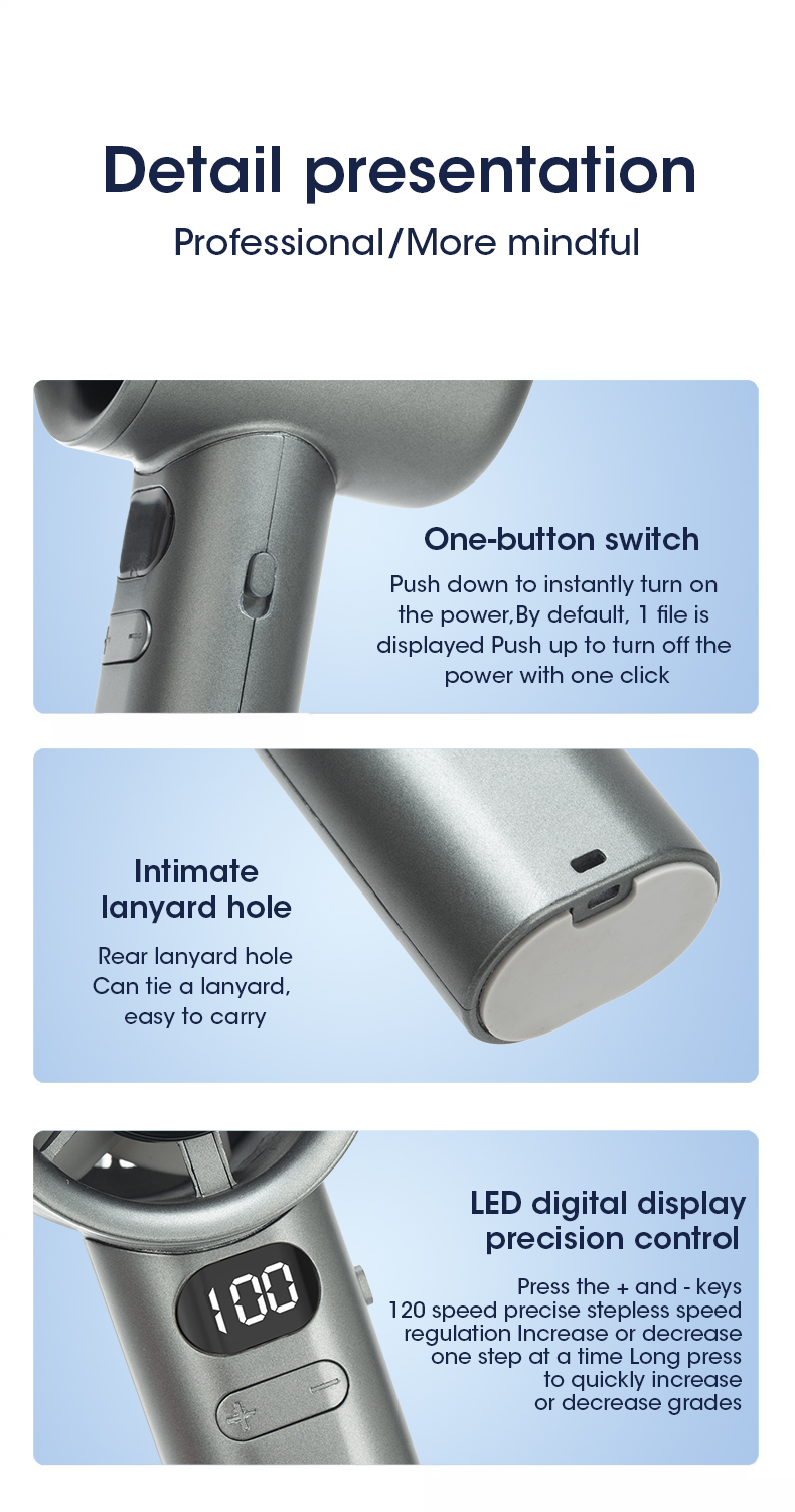 Mini Fan Rechargeable 5000mah Handheld Strong Wind 120 Gear Wind Speed ...