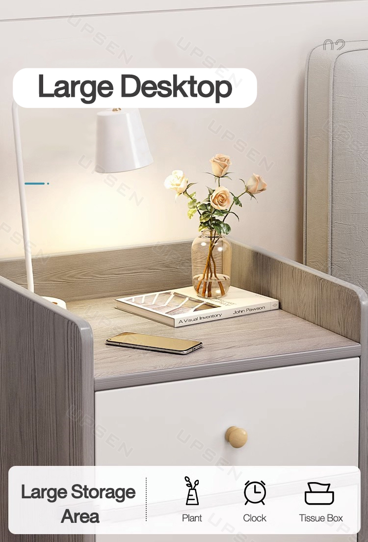 【With Lock】Nordic Modern Wooden Bedside Table With Drawer Lock ...