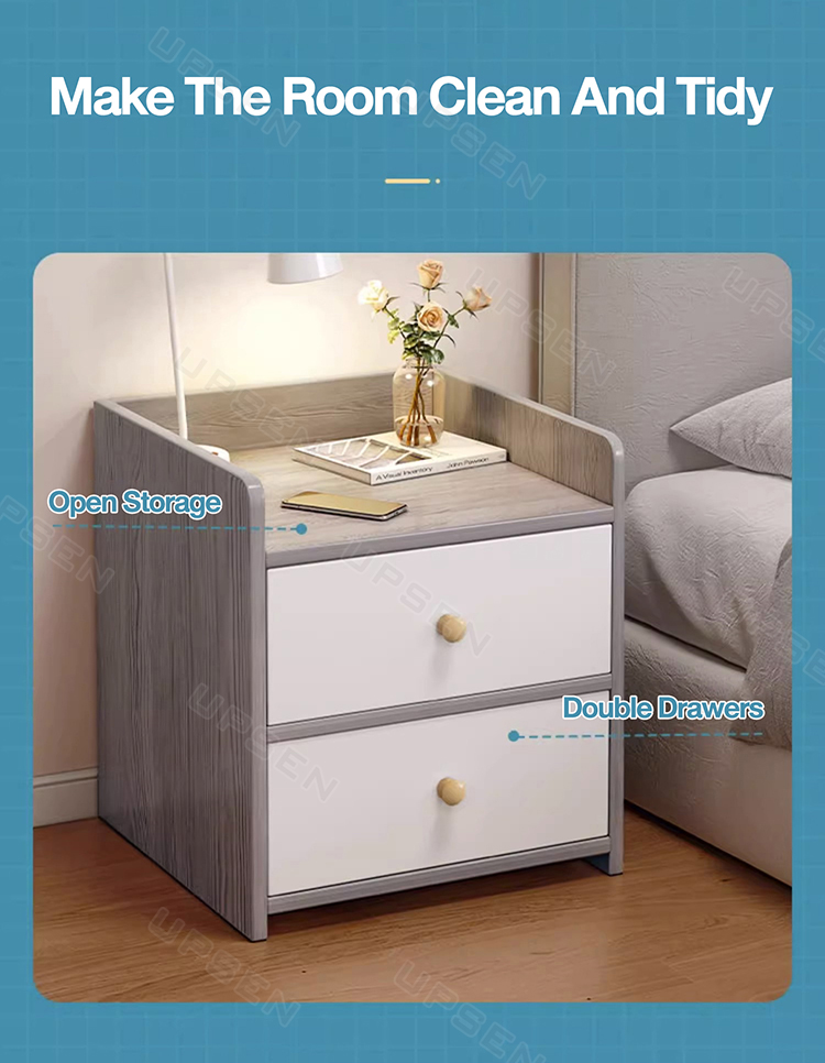 【With Lock】Nordic Modern Wooden Bedside Table With Drawer Lock ...
