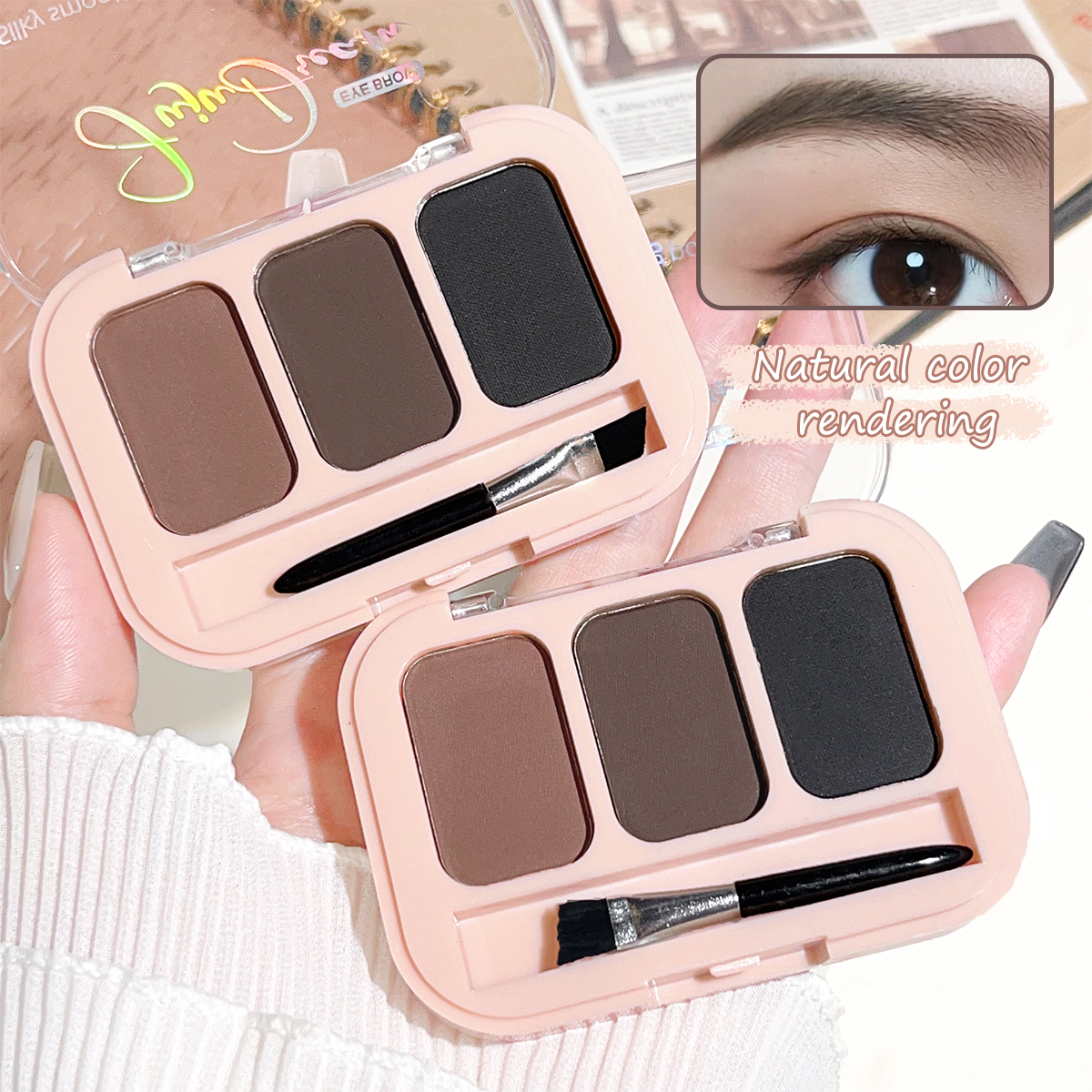 Three-color Eyebrow Powder Natural Long-Lasting Non-Fading Waterproof ...