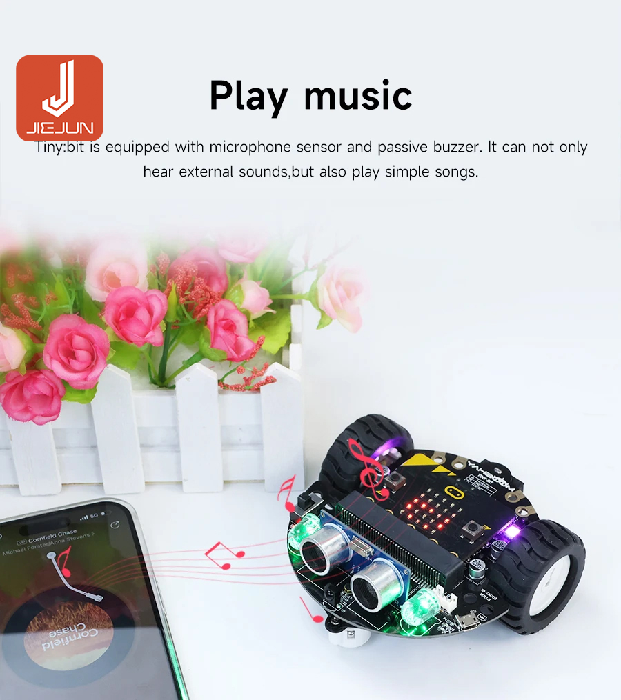 Microbit V2 Mini Smart Robot Car Kit Line-tracking Obstacle Avoidance Support Python Programming ...