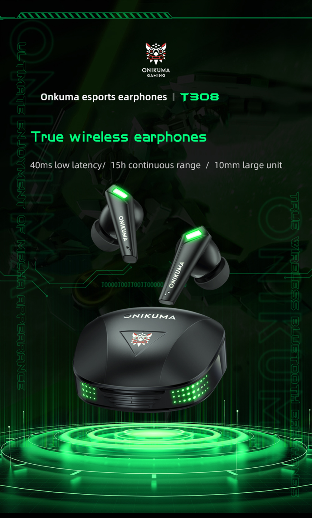 ONIKUMA T308 TWS stereo wireless 5.3 touch noise cancelling headphones, gaming headphones ...