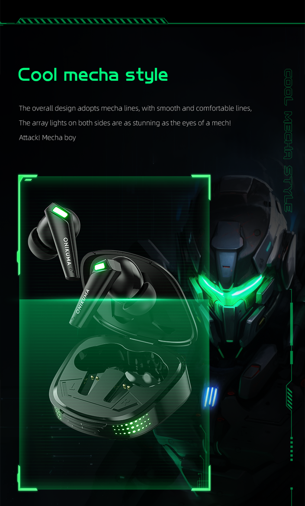 ONIKUMA T308 TWS stereo wireless 5.3 touch noise cancelling headphones, gaming headphones ...