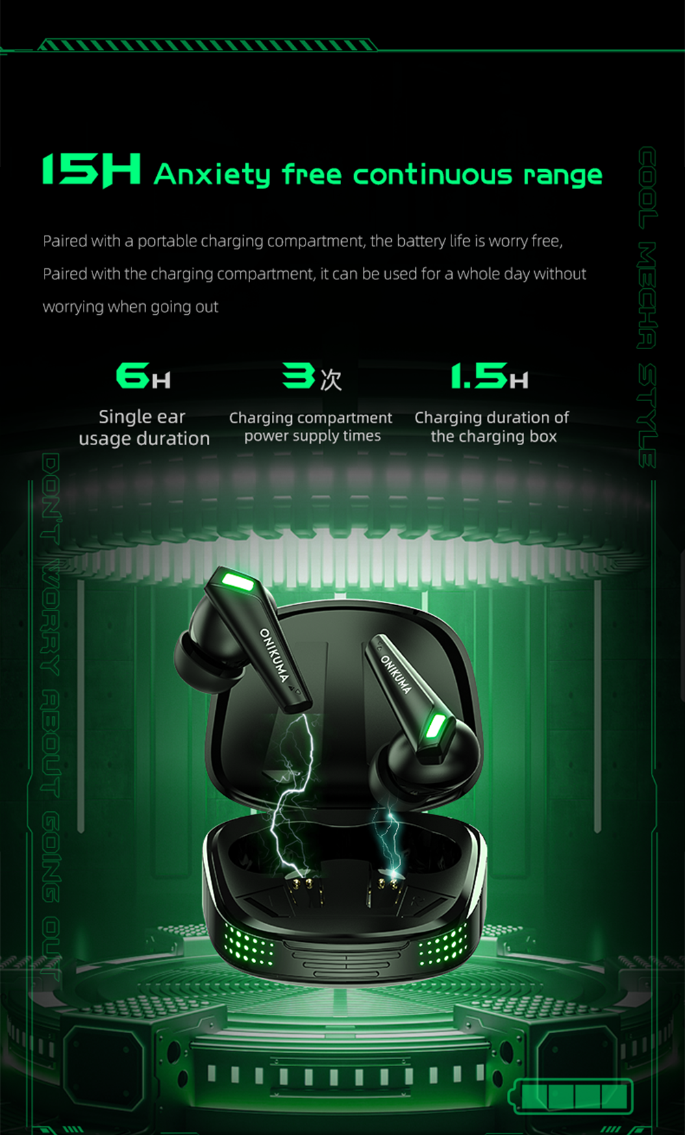 ONIKUMA T308 TWS stereo wireless 5.3 touch noise cancelling headphones, gaming headphones ...