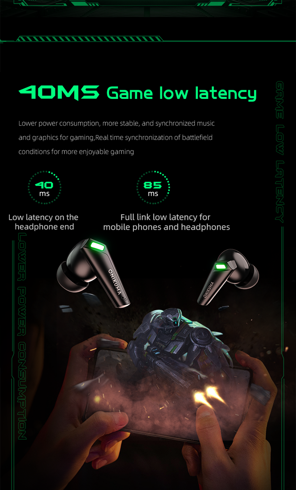 ONIKUMA T308 TWS stereo wireless 5.3 touch noise cancelling headphones, gaming headphones ...