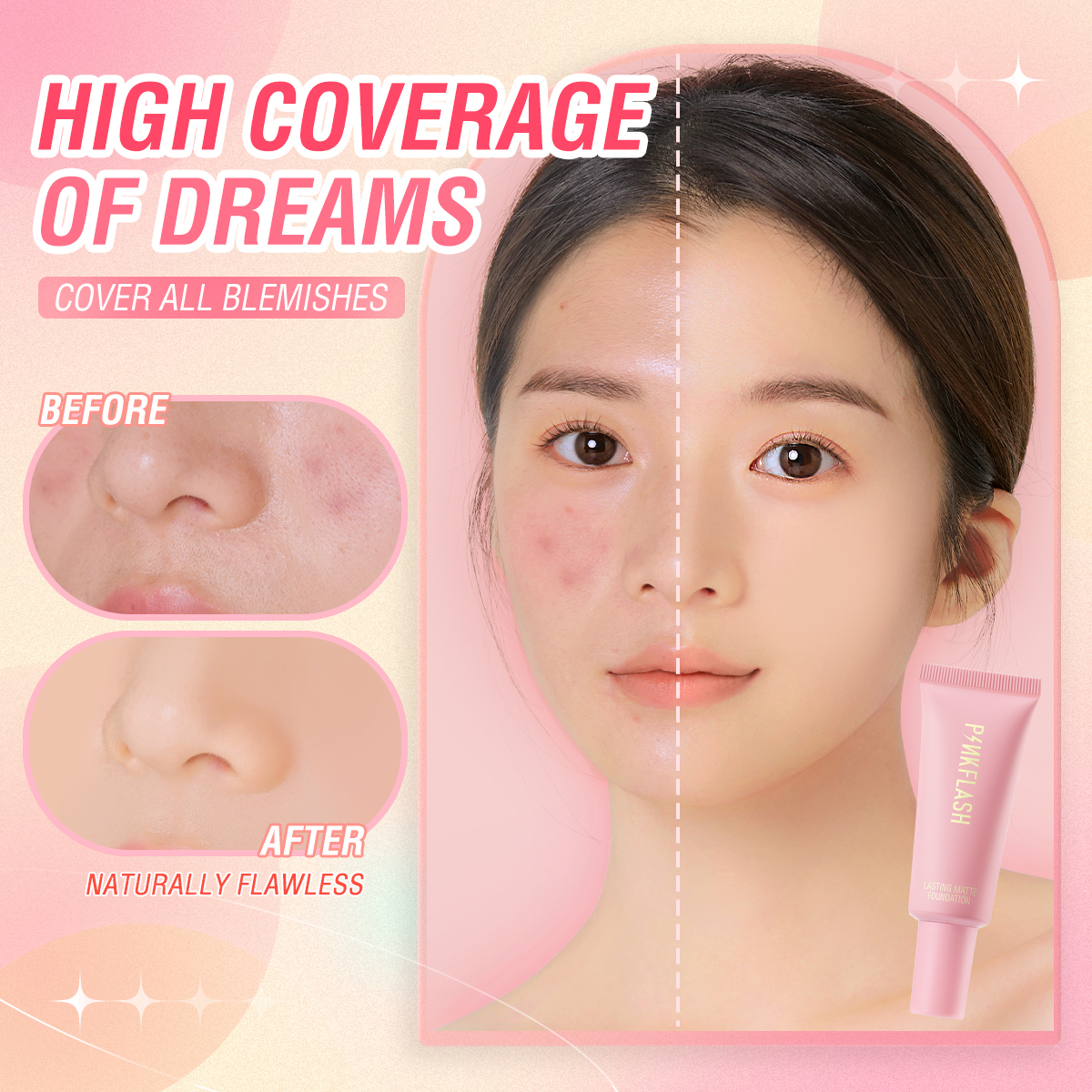 PINKFLASH 2 PCS Foundation + Setting Spray Beginner Face Makeup Set ...