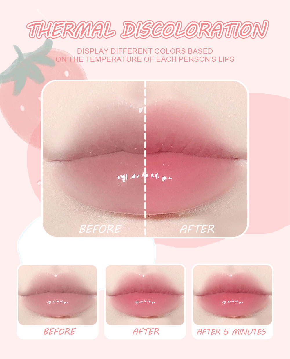 Lipstick Cute Temperature Change Lipstick Set Fruit Mini Five-Piece Set ...