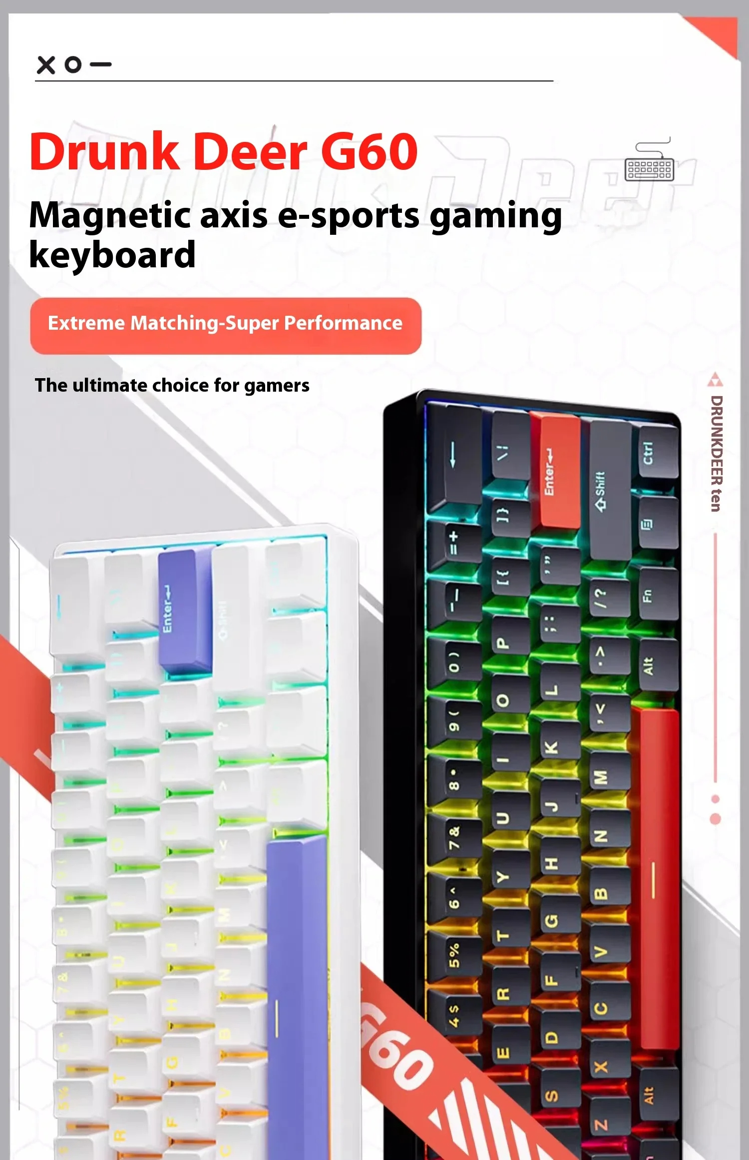 DrunkDeer G60 Wired Magnetic Keyboard RGB Driver Adjustable Hot ...