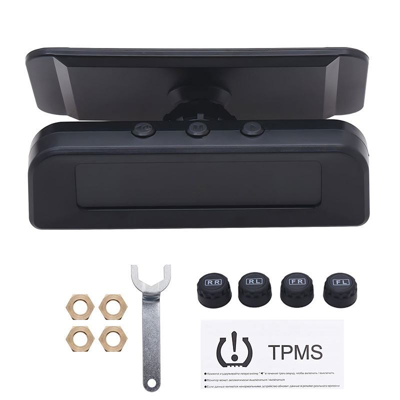 Smart Car Tpms Tire Pressure Monitoring System Solar Digital Clock Lcd Display Car Tire Pressure