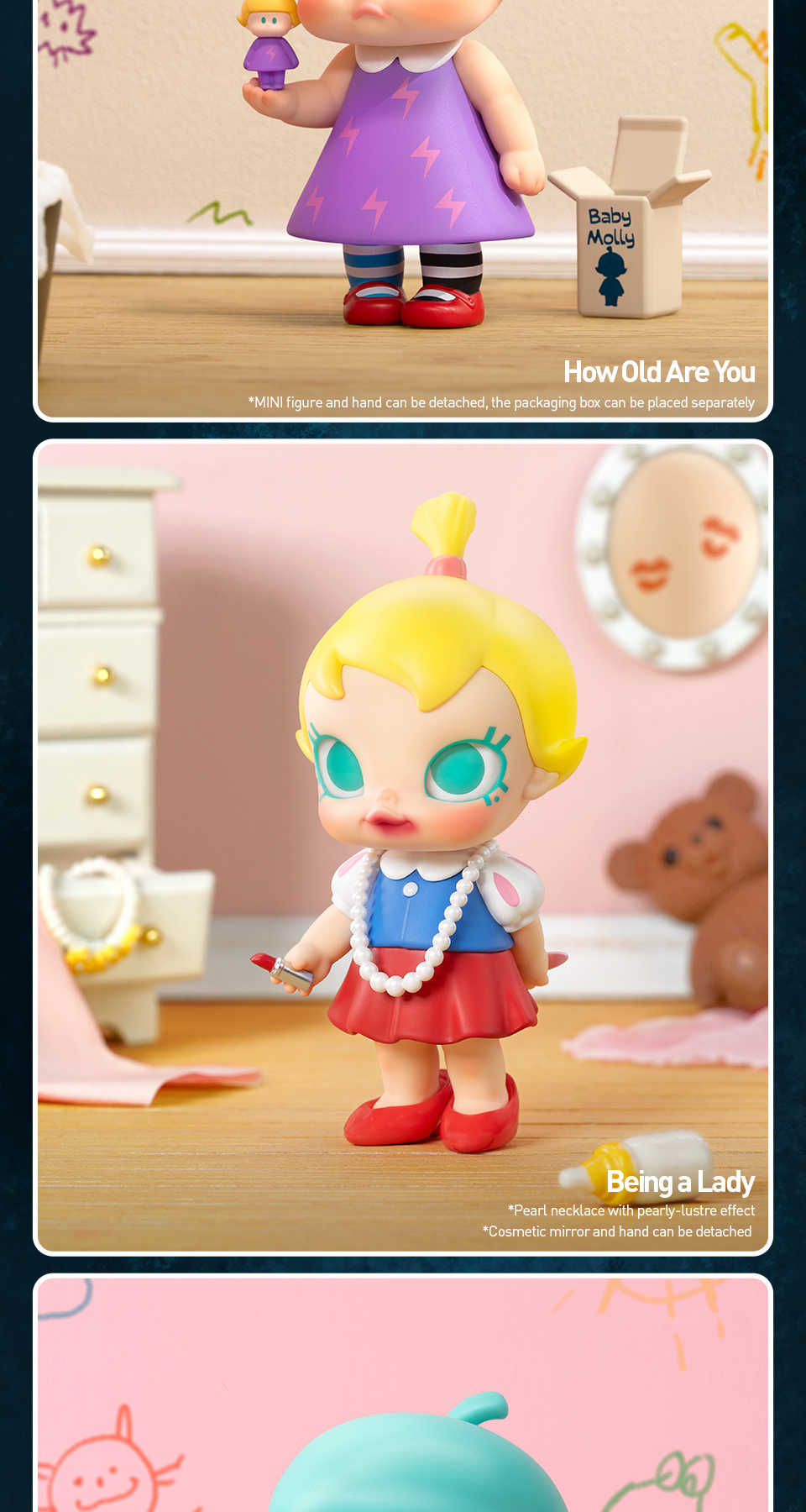 POP MART Baby Molly When I was Three! Series Figures Blind Box Action ...