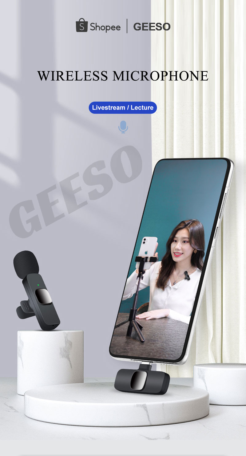 GEESO K9 Wireless Lavalier Microphone For Phone Vlogging Cellphone ...