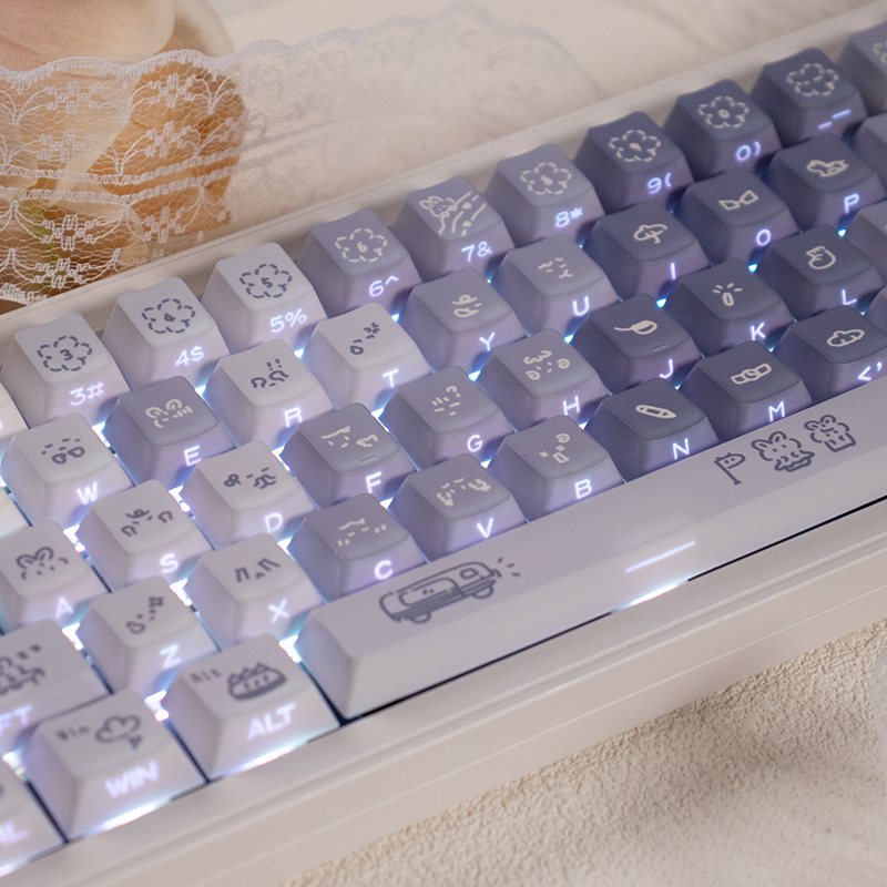 YongQiu Original Kindergarten Blue Keycaps URE / Cherry Profile PBT ...