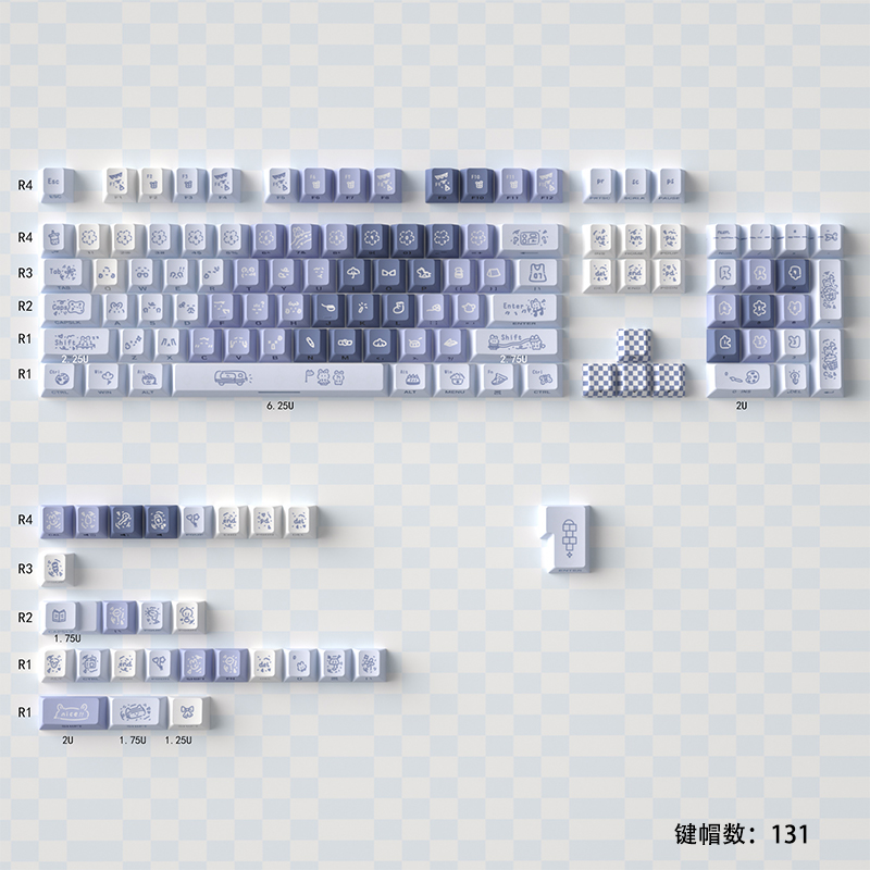 YongQiu Original Kindergarten Blue Keycaps URE / Cherry Profile PBT ...