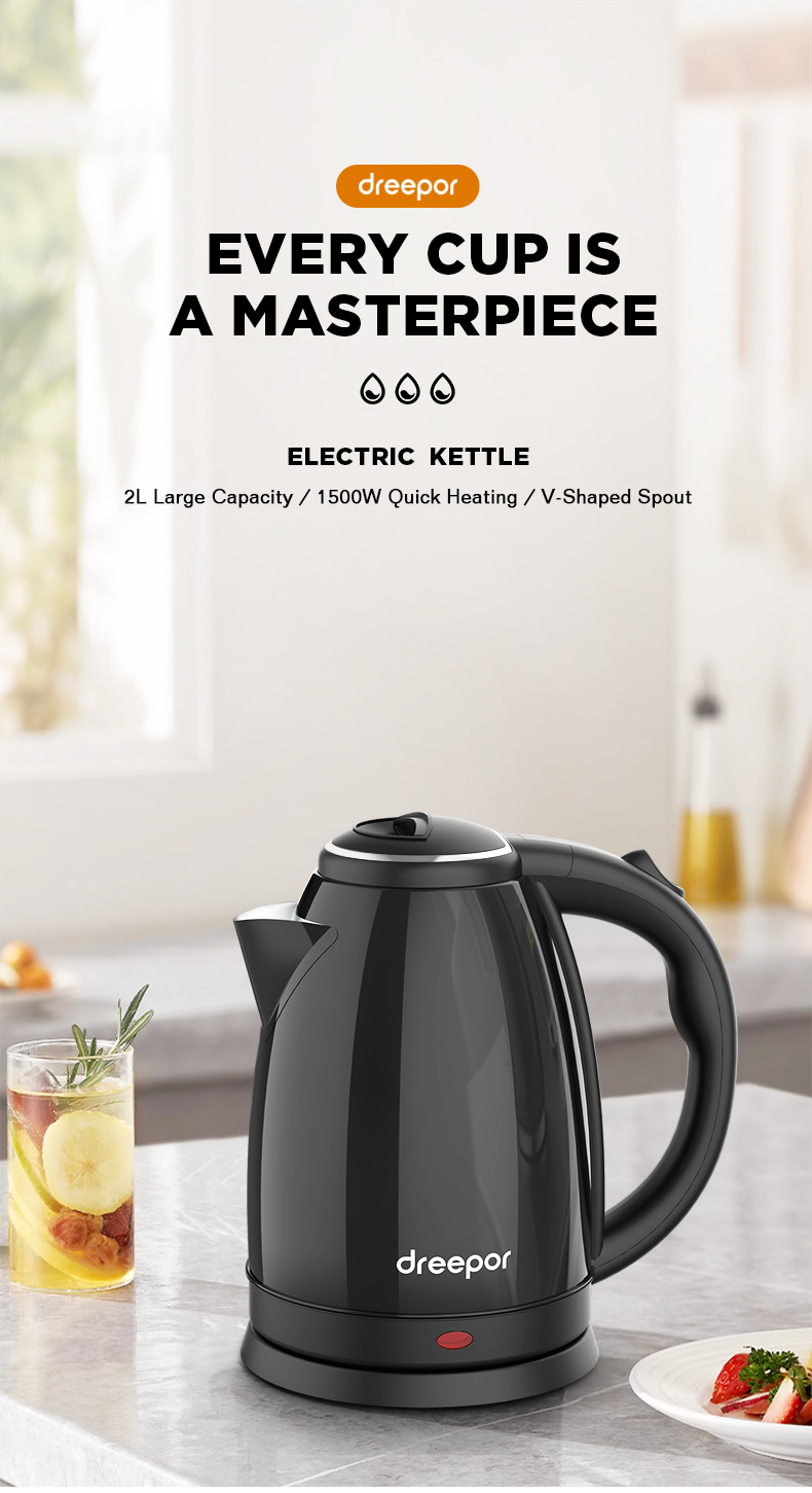 Dreepor 2L/2.2L Capacity Electric Kettle Easy and Convenient Electric ...