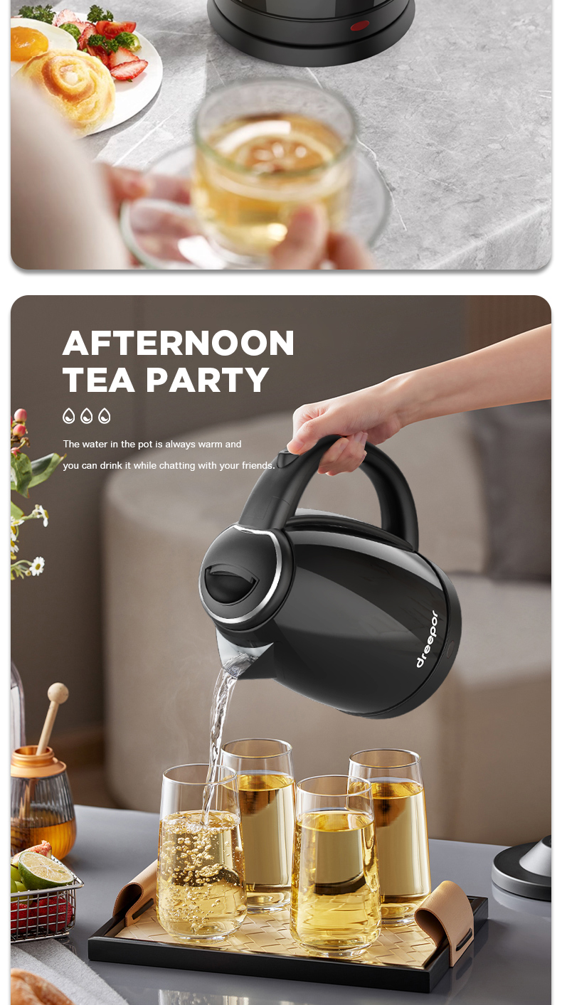 Dreepor 2L/2.2L Capacity Electric Kettle Easy and Convenient Electric ...