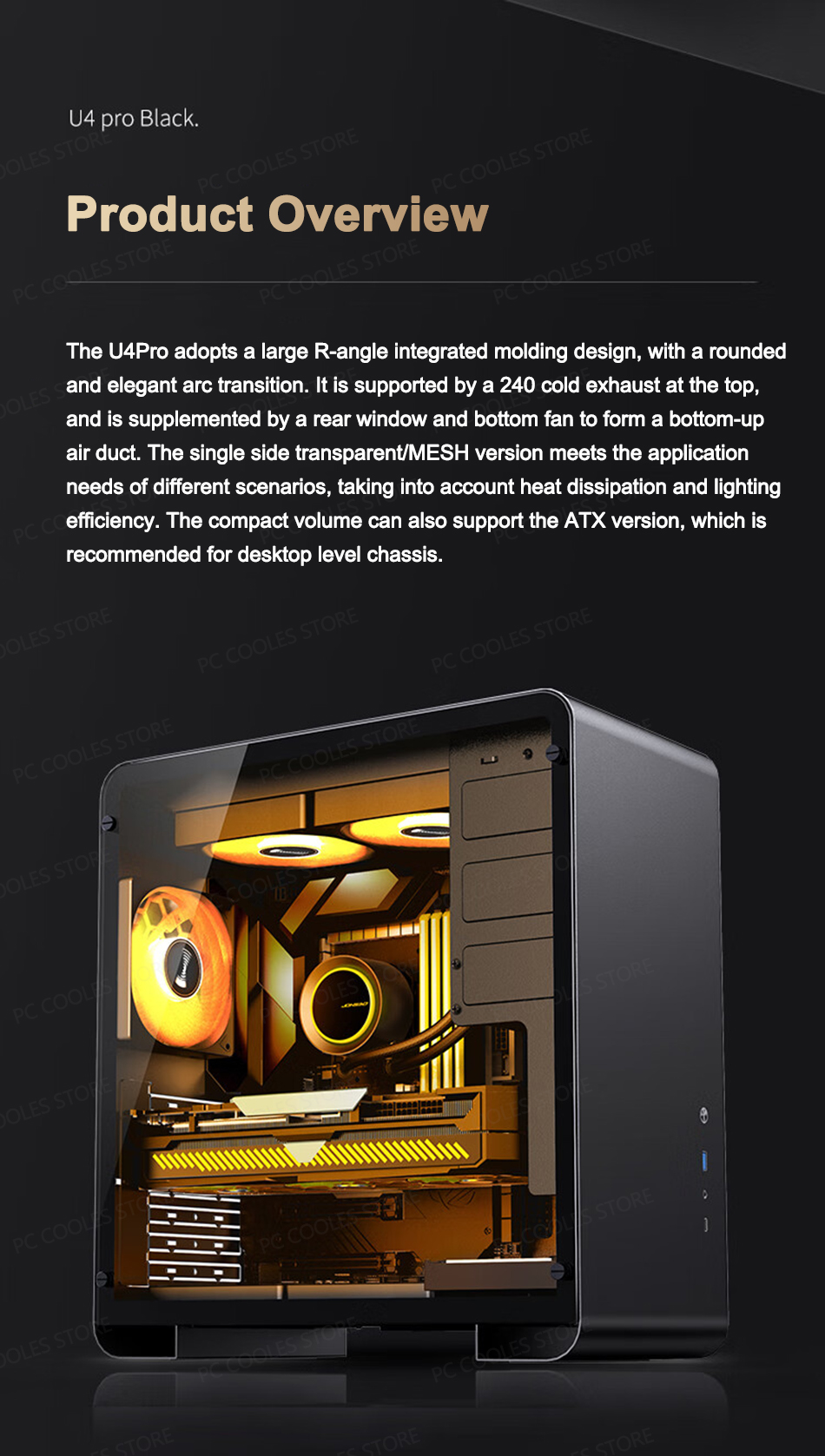 JONSBO U4 Pro MESH ATX Case Side Transparent Tempered Glass Type-C ...