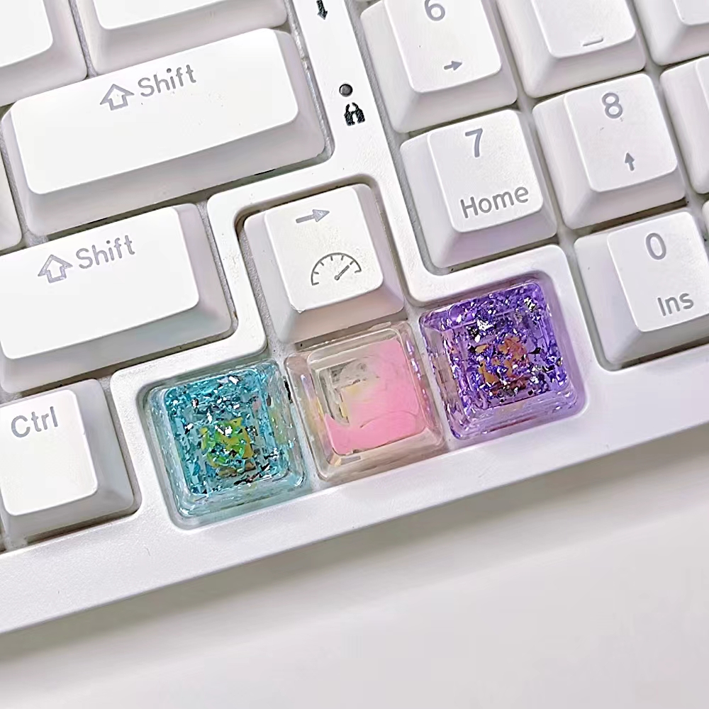 1PCS Resin Keycap Mechanical Keyboard Unique Light Translucent Pink ...
