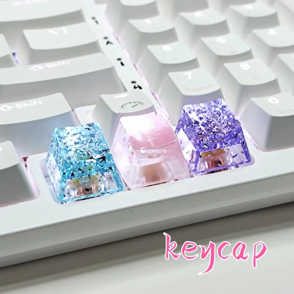 1PCS Resin Keycap Mechanical Keyboard Unique Light Translucent Pink ...