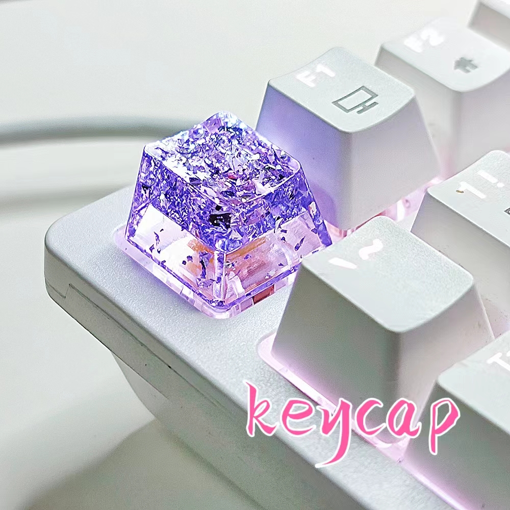 1PCS Resin Keycap Mechanical Keyboard Unique Light Translucent Pink ...