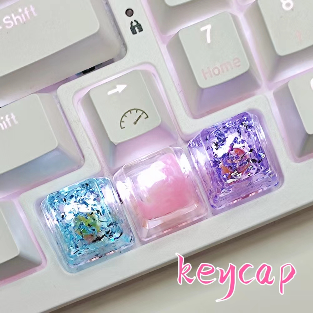1PCS Resin Keycap Mechanical Keyboard Unique Light Translucent Pink ...