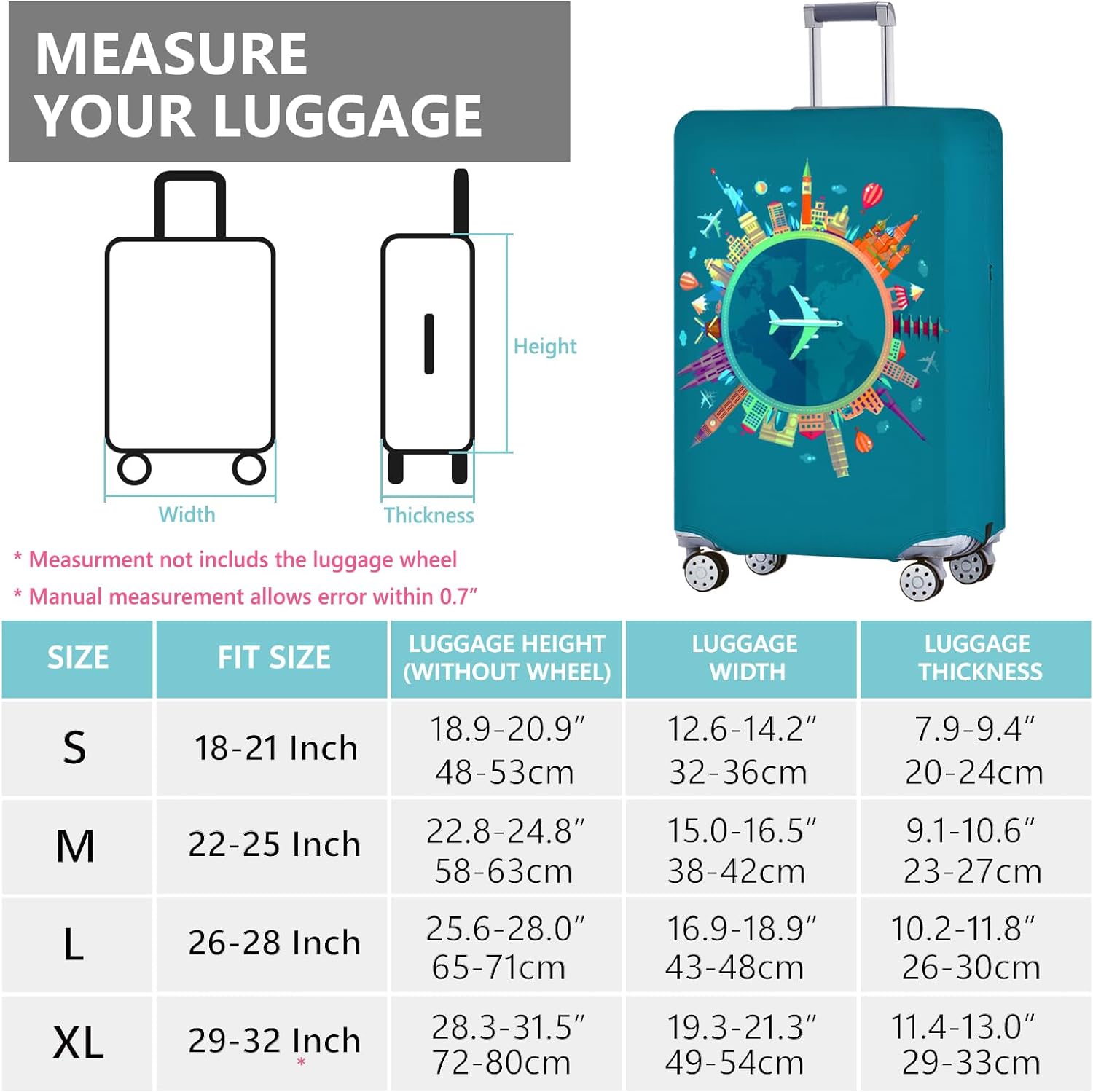 Luggage Cover Protector Waterproof Luggage Cover Zipper Style Luggage ...