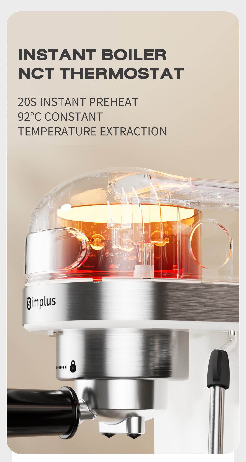 Simplus Espresso Coffee Maker Machine With Milk Frother Wand Coffee ...