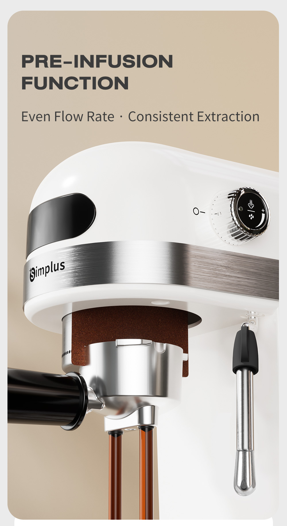 Simplus Espresso Coffee Maker Machine With Milk Frother Wand Coffee ...