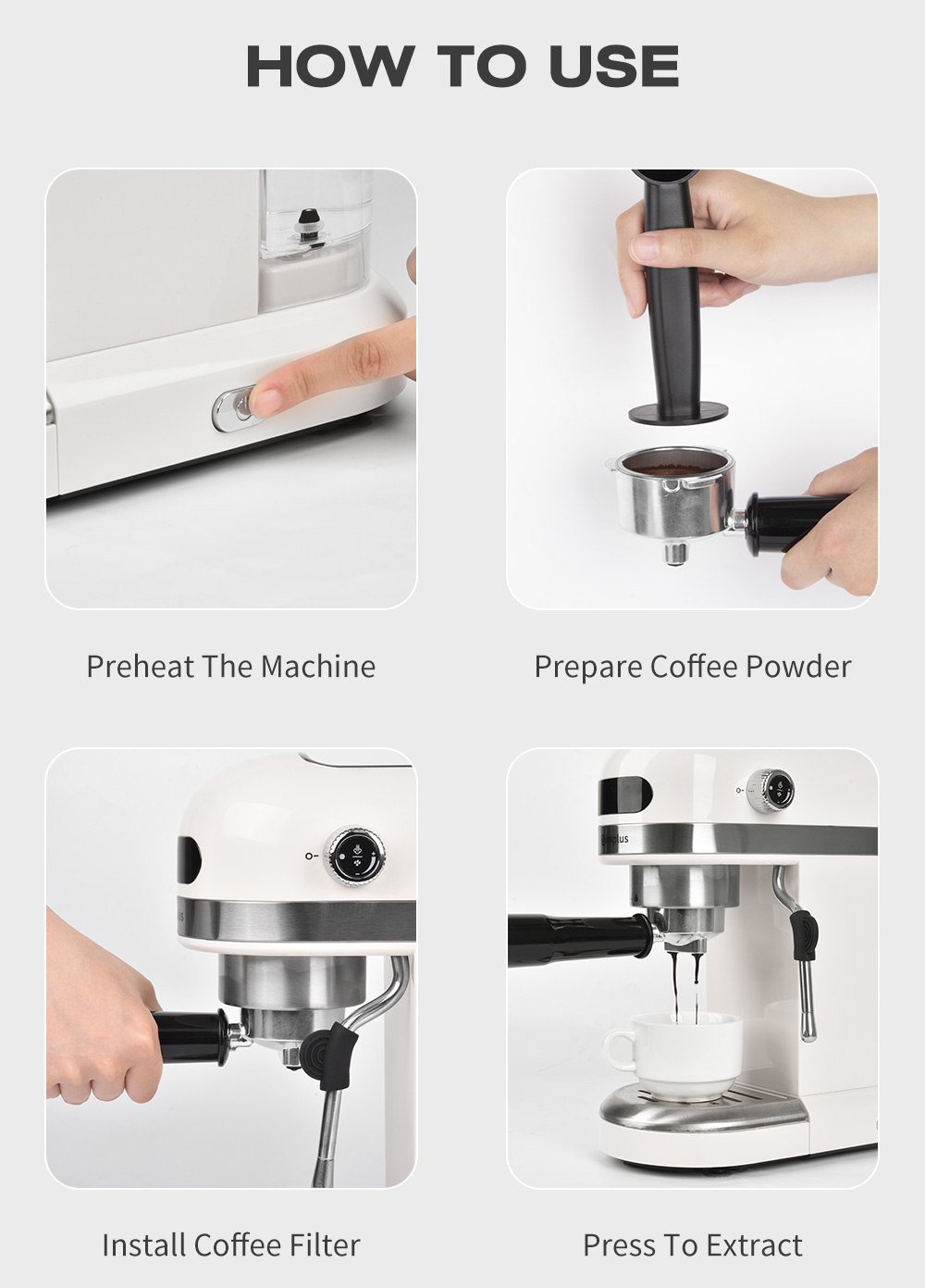 Simplus Espresso Coffee Maker Machine With Milk Frother Wand Coffee ...