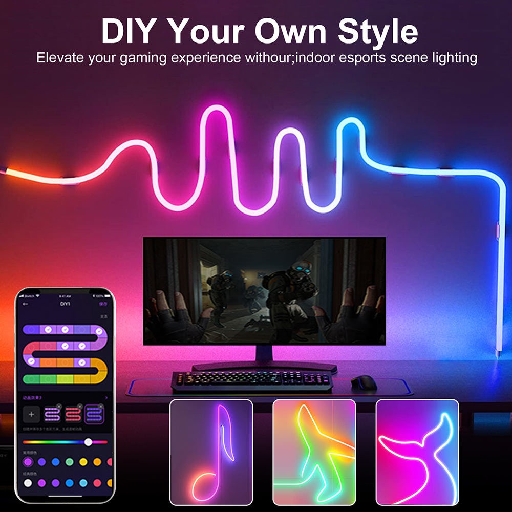 DIY Neon RGB Led Rope Lights Led Strip Lights with Music Sync, Led ...