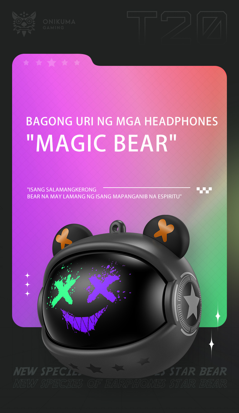 Onikuma T20 Wireless Earphones Gamer Headset Waterproof TWS Noise ...