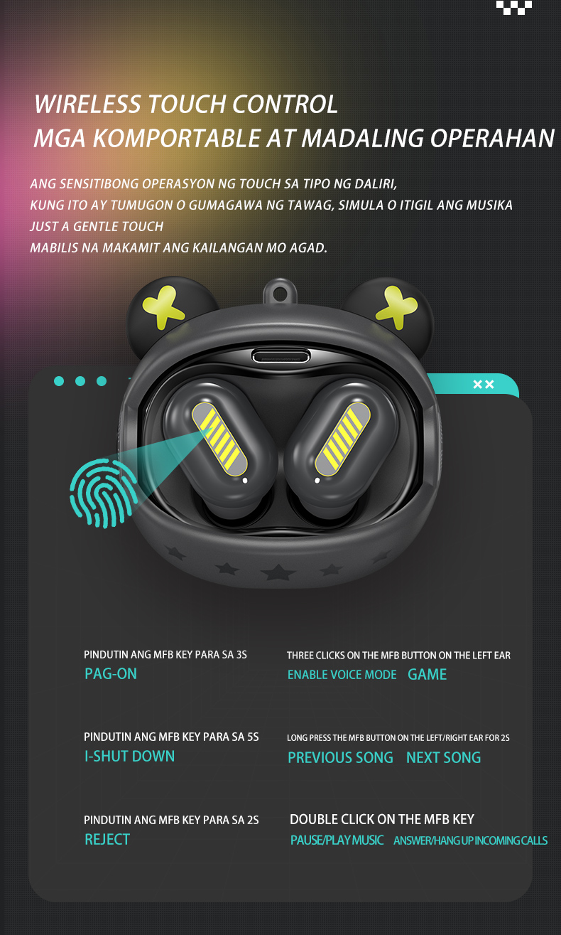 Onikuma T20 Wireless Earphones Gamer Headset Waterproof TWS Noise ...