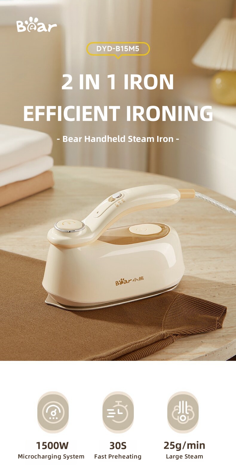 Bear Electric Iron Steamer Flat Iron Dry and Wet Handheld Garment ...