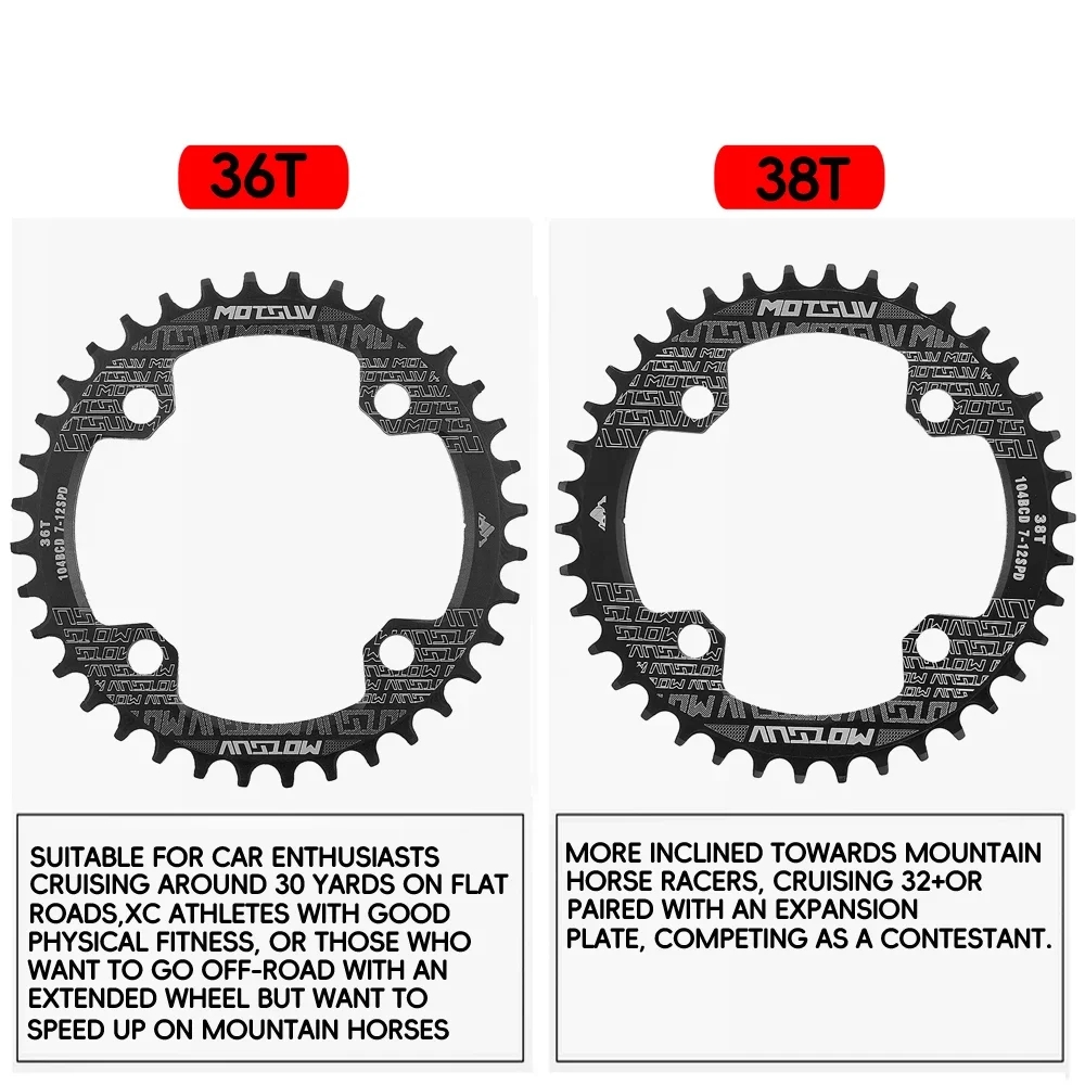 Bicycle Crank 104BCD Round Shape Narrow Wide MTB Chainring Bicycle ...