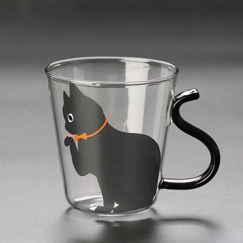 One glass Cat Cup Heat-Resistant Cold-Resistant Creative Mug Novelty ...