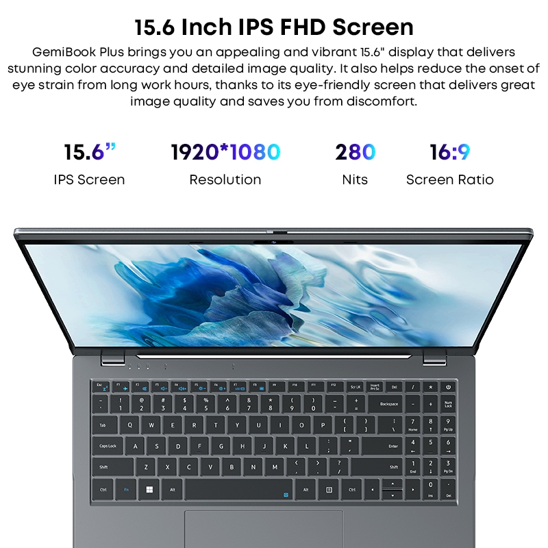 2025CHUWI 15.6" GemiBook Plus Laptop Intel N100 Graphics for 12th Gen 16GB RAM 512GB SSD 1920 ...