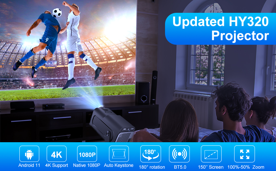 【Free Gifts】HY320 Projector Mini Portable Native 1080P 4K HD Projector ...