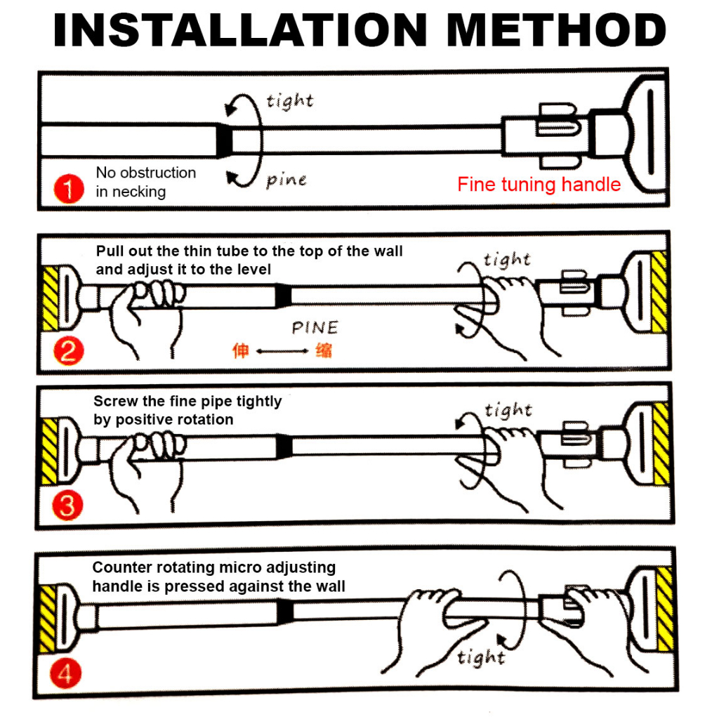 Sunlife Telescopic Clothes Rod Punch-free Adjustable Curtain Rod ...