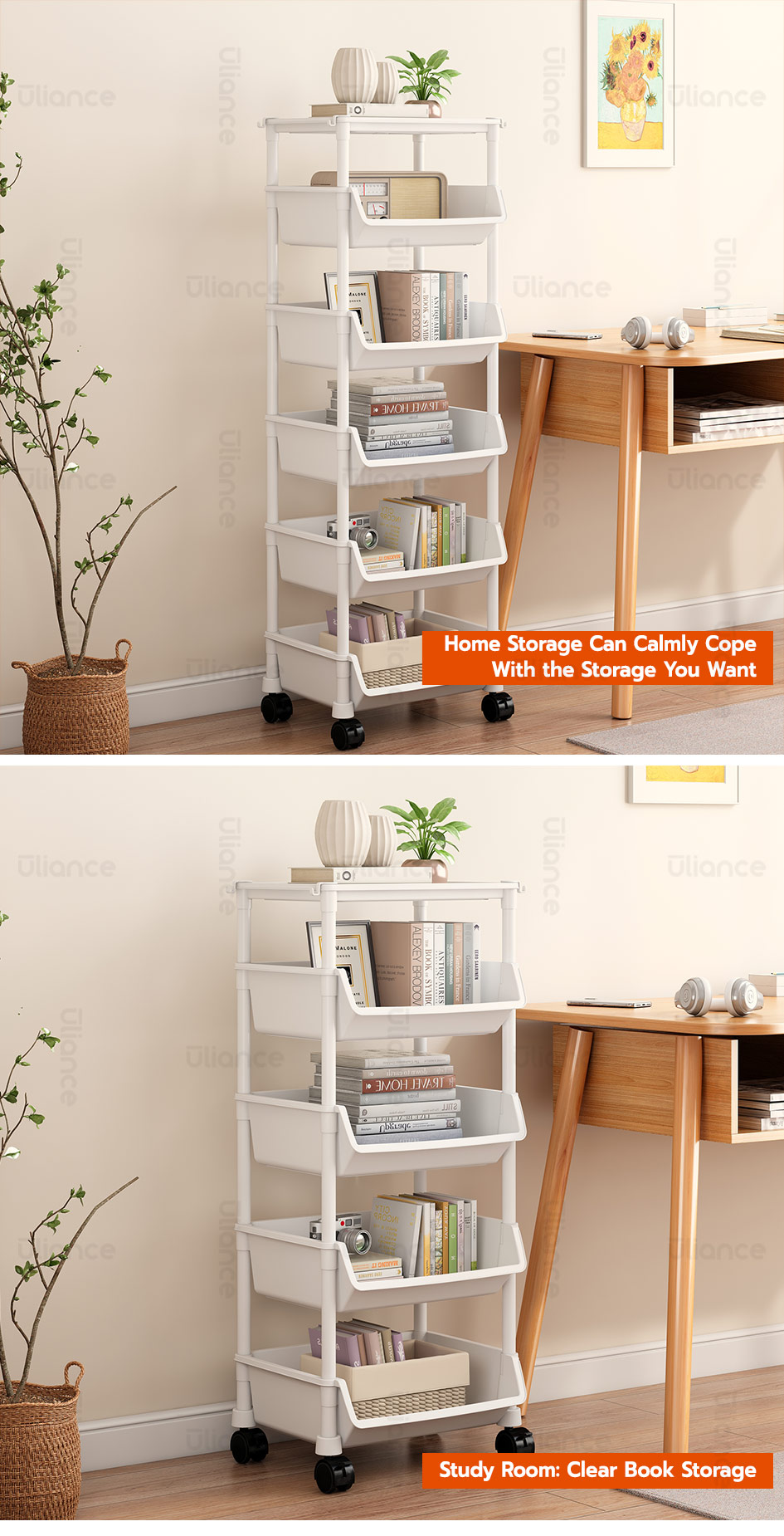 Uliance Layer Moving Rack Kitchen Storage Shelf Wall Cabinets Home ...