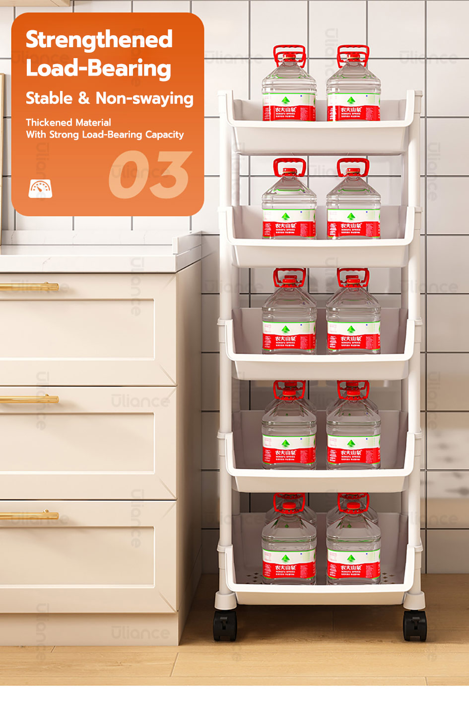 Uliance Layer Moving Rack Kitchen Storage Shelf Wall Cabinets Home ...