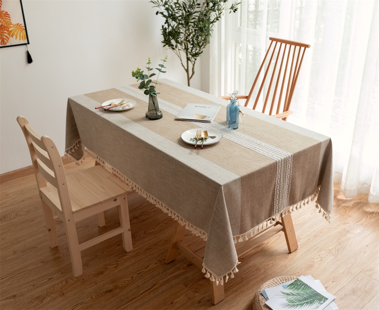 Table Cloth Cover Rectangle 4/6/8 Seater Cotton Linen Waterproof Oil ...