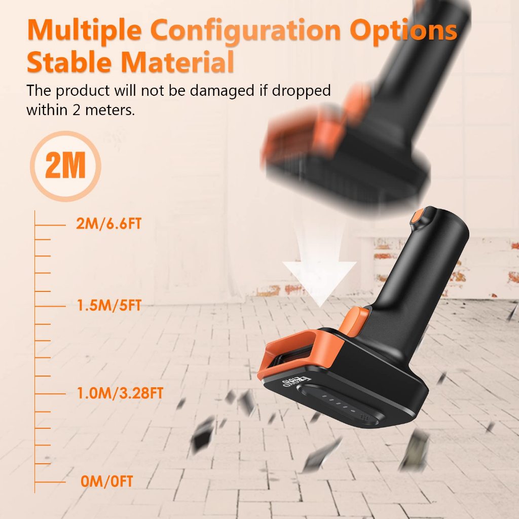 Eyoyo 1D 2D QR Wireless Barcode Scanner, 3 in 1 Bluetooth & USB Wired ...