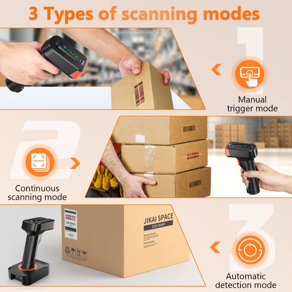 Eyoyo 1D 2D QR Wireless Barcode Scanner, 3 in 1 Bluetooth & USB Wired ...