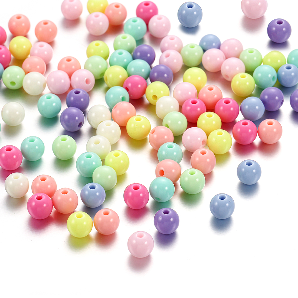 St.kunkka 50Pcs 6/8/10mm Round Smooth Acrylic Beads Perforated DIY ...